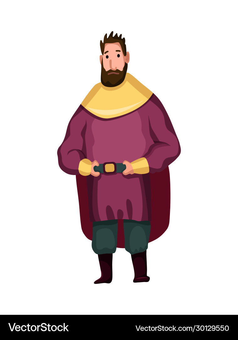 Isolated medieval fat man character with royal Vector Image