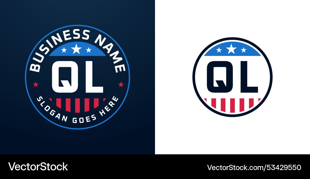 Patriotic ql logo design letter Royalty Free Vector Image