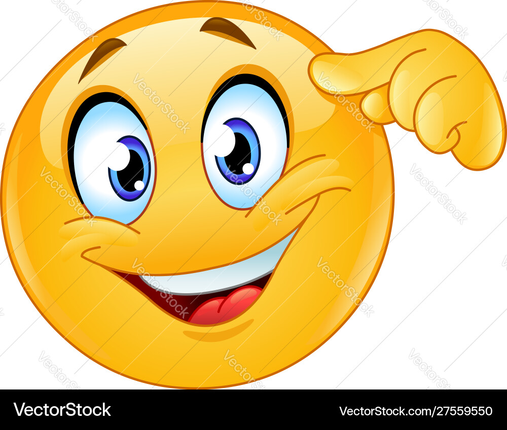 Pointing to forehead emoticon Royalty Free Vector Image