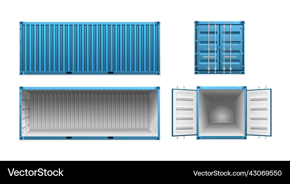 Realistic cargo container set Royalty Free Vector Image