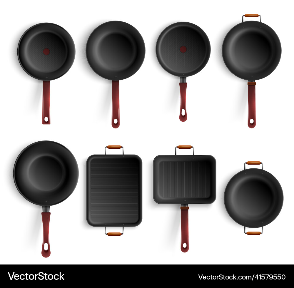 Realistic pan set Royalty Free Vector Image - VectorStock