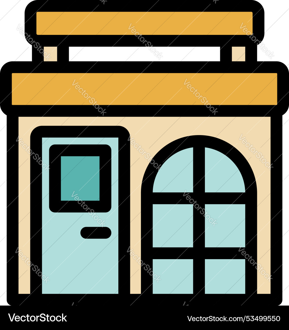 Small business building facade with canopy Vector Image