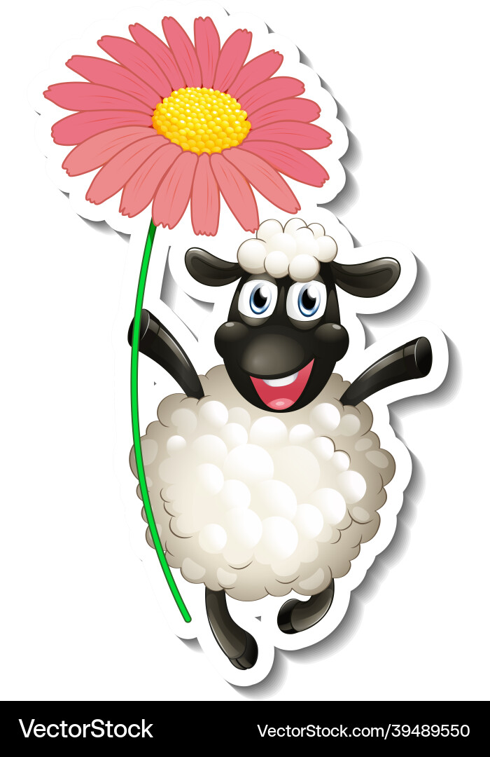 Sticker template with cartoon character Royalty Free Vector