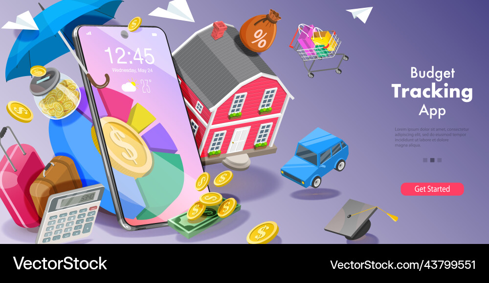 3d conceptual of budget Royalty Free Vector Image