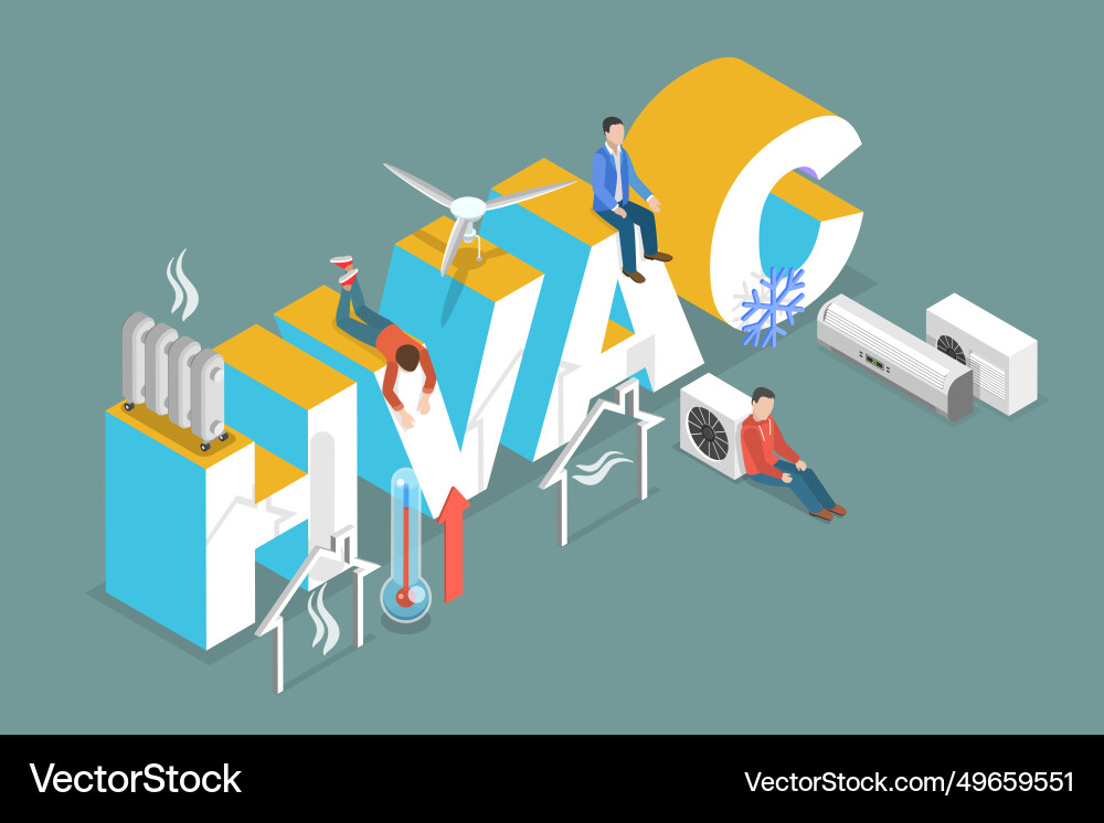 3d isometric flat of hvac Royalty Free Vector Image