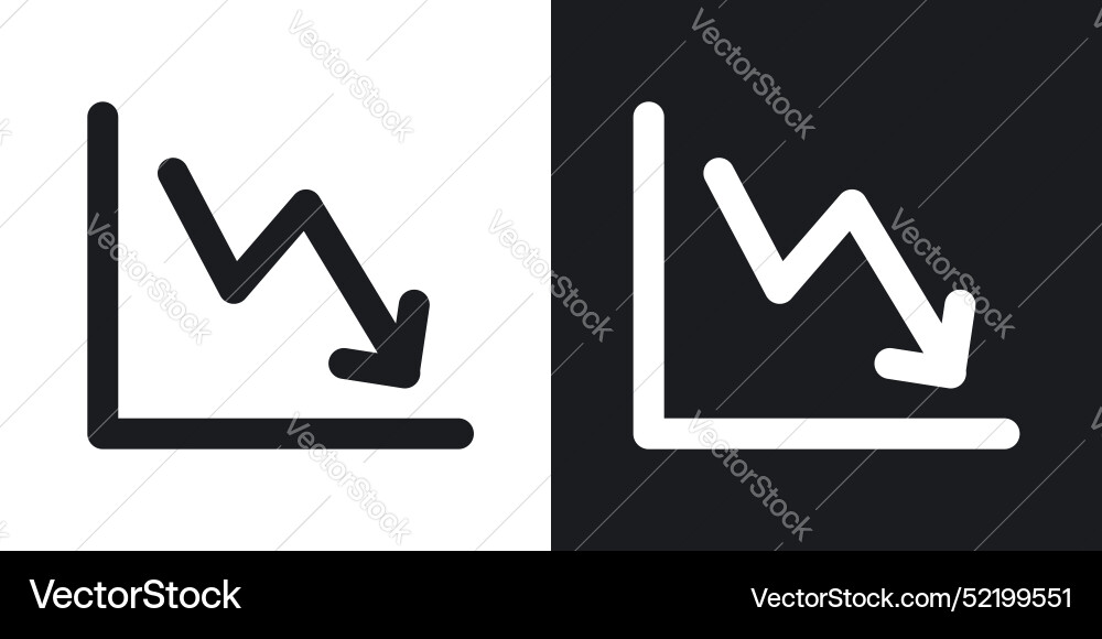 Arrow trend-down icon set in solid style Vector Image