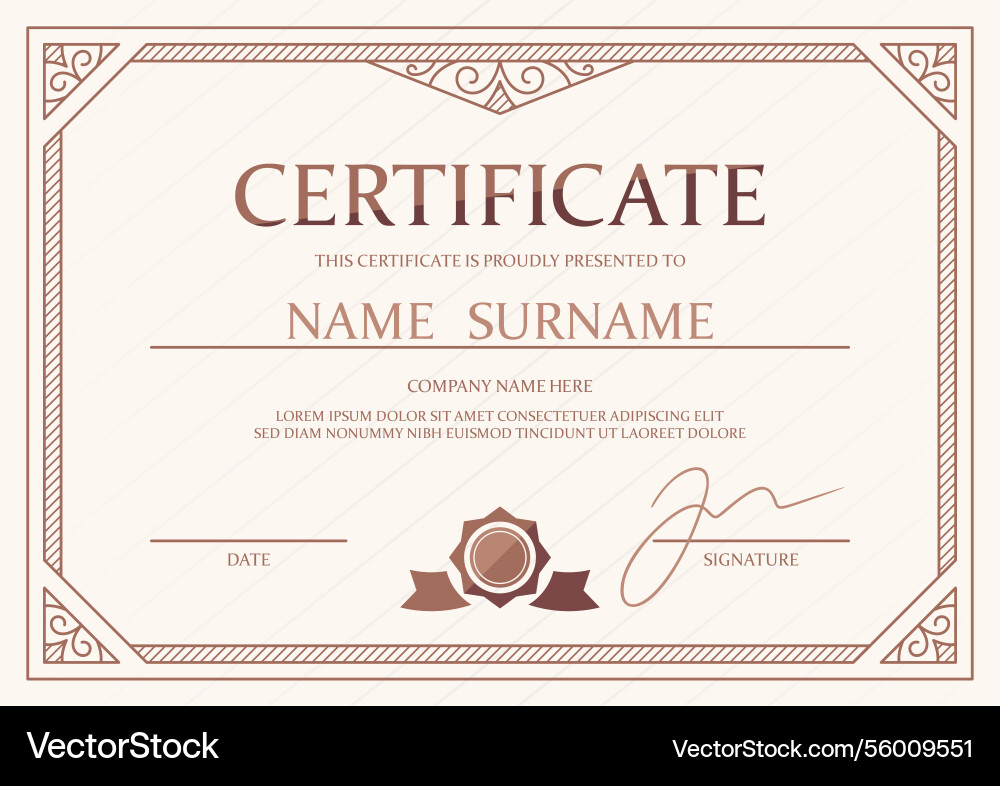 Certificate filigree frame award document Vector Image
