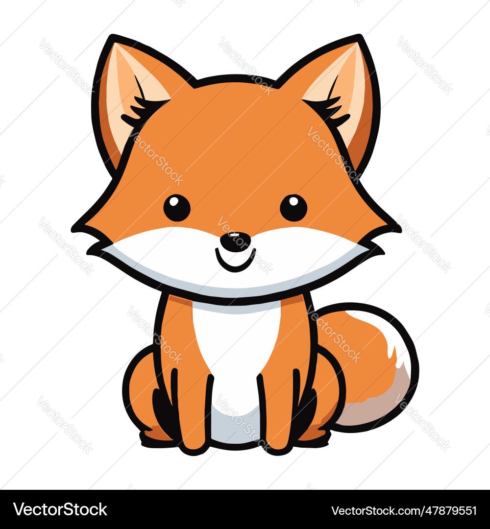 Cute fox isolated on white background flat Vector Image