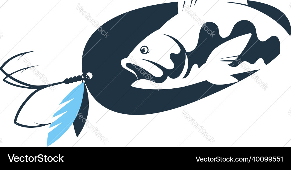 Fish hunts for bait symbol Royalty Free Vector Image