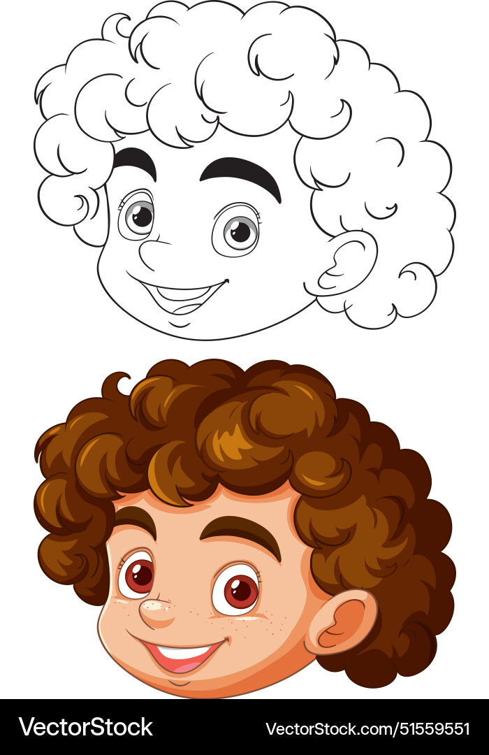 Happy boy with curly hair Royalty Free Vector Image