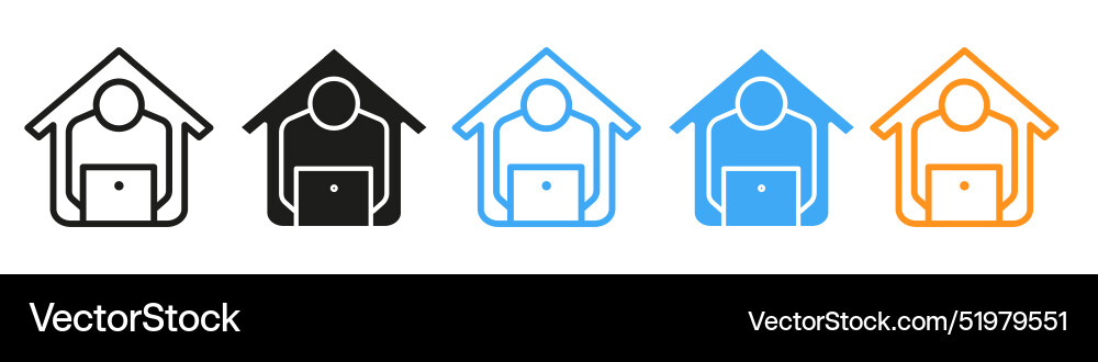 Icon for working remotely from home indicating Vector Image