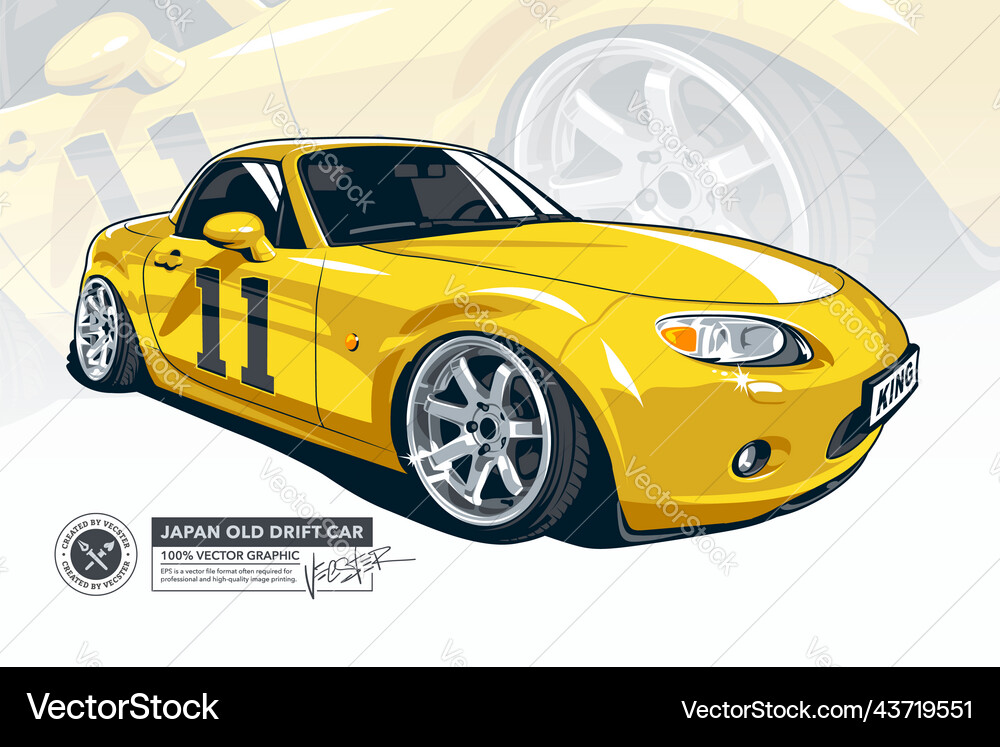 Japanese old drift car Royalty Free Vector Image