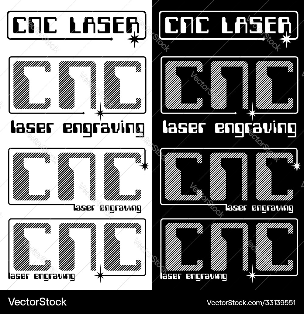 Laser engraving and cutting logos Royalty Free Vector Image