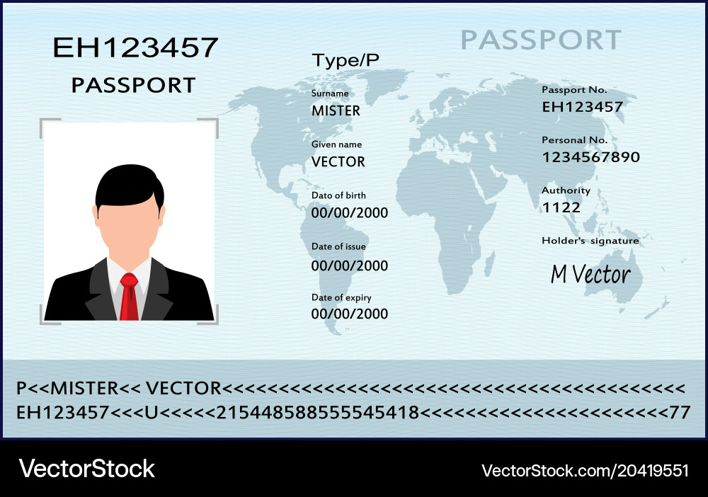 Passport with biometric data Royalty Free Vector Image