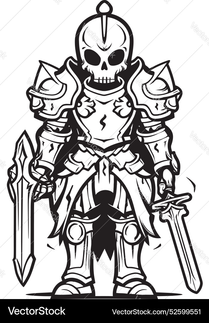 Shadowed paladin skeleton knight logo design Vector Image