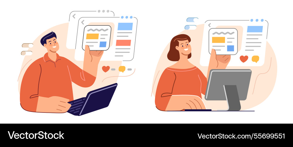 Writing and posting articles and blog posts Vector Image