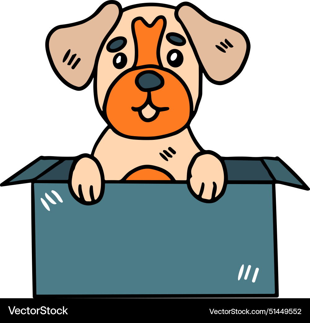 A dog is sitting in box Royalty Free Vector Image