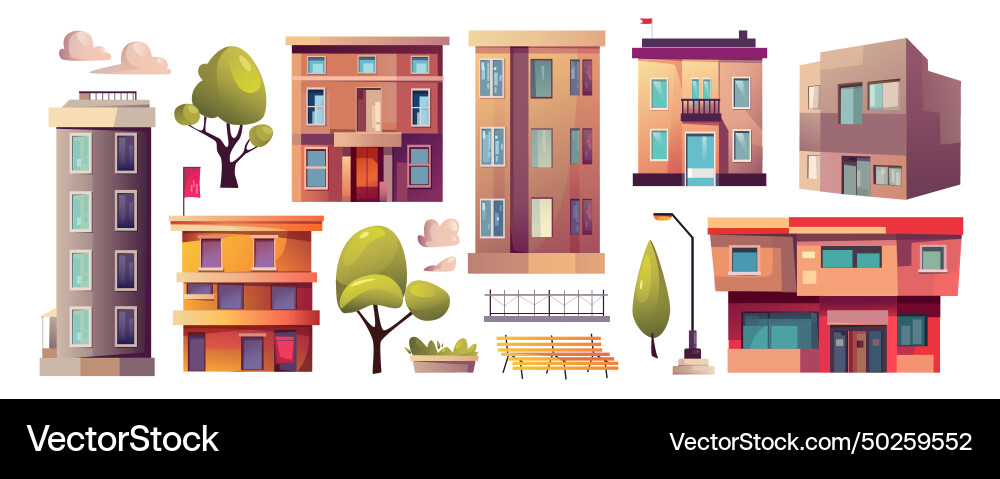 City infrastructure mega set in cartoon graphic Vector Image