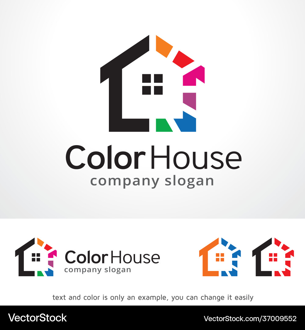 Color house logo template design Royalty Free Vector Image