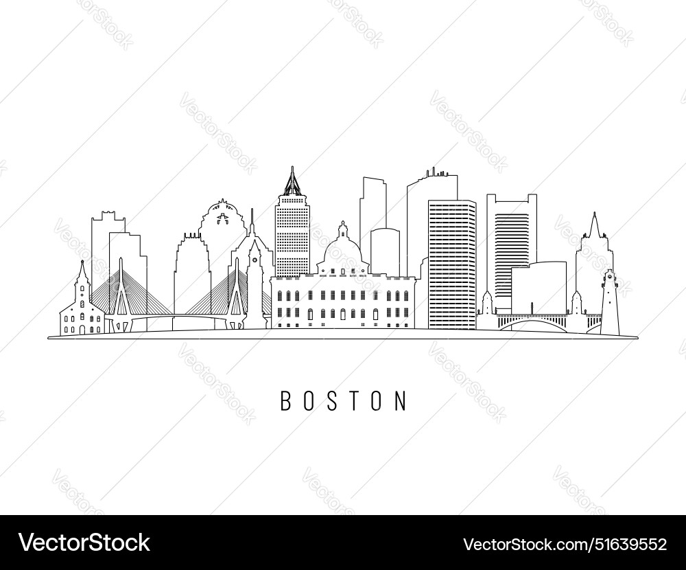 Detailed boston skyline boston ma Royalty Free Vector Image