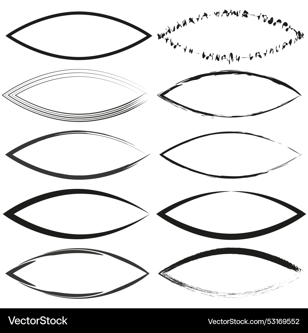 Fish shapes hand drawn elements abstract frame Vector Image