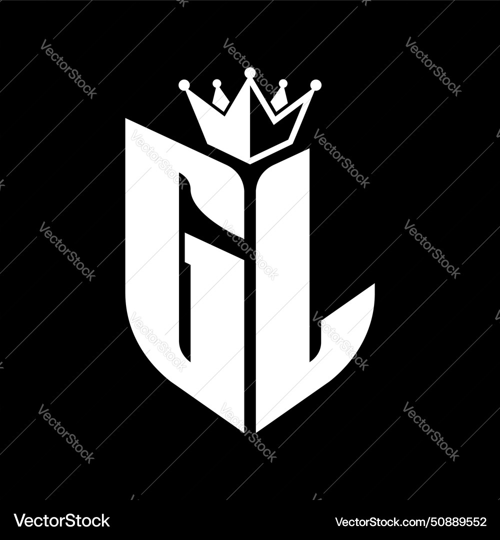 Gl letter monogram with shield shape crown Vector Image