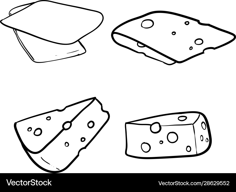 Hand drawn cheese icon doodle isolated on white Vector Image