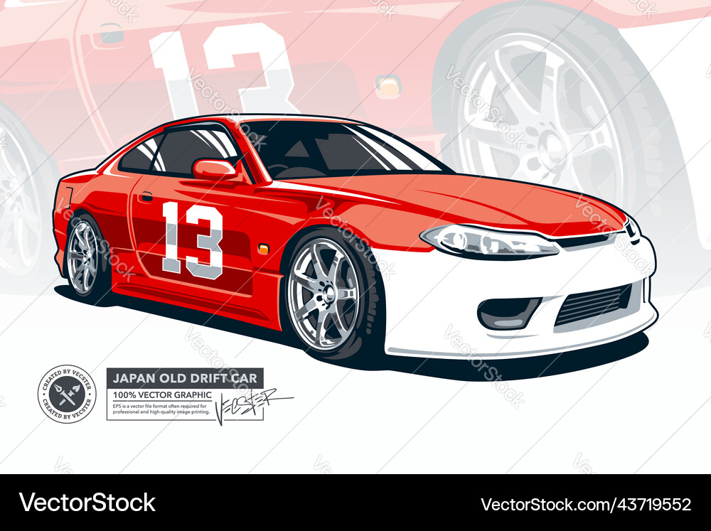 Japanese old drift car Royalty Free Vector Image