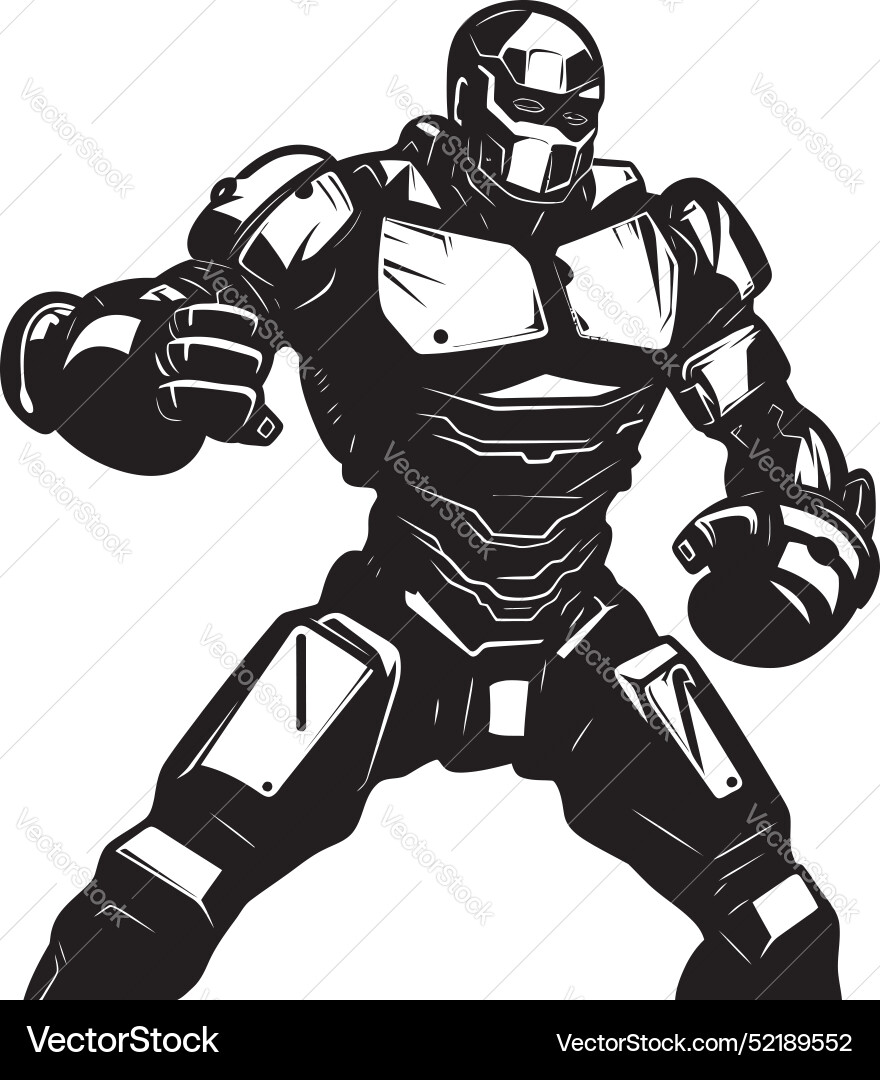 Mechanical marvel robot boxer black logo icon Vector Image