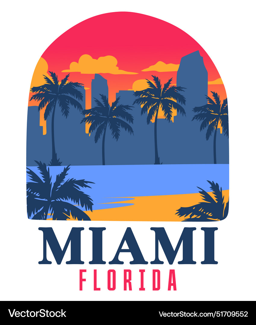 Miami florida with beautiful sky background Vector Image