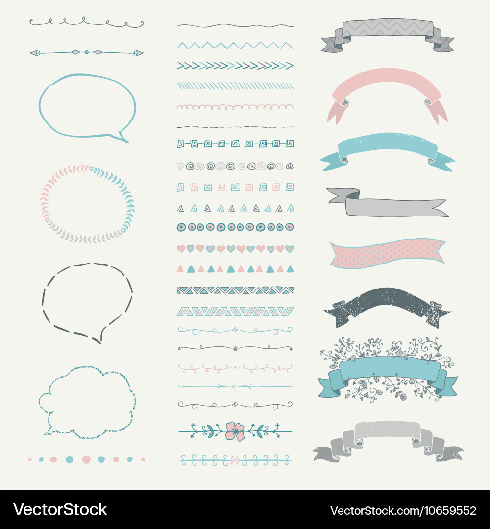 Set of decorative hand drawn design Royalty Free Vector