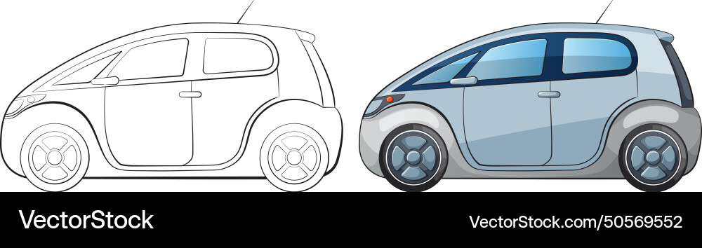 Stylized electric vehicle in two color variations Vector Image