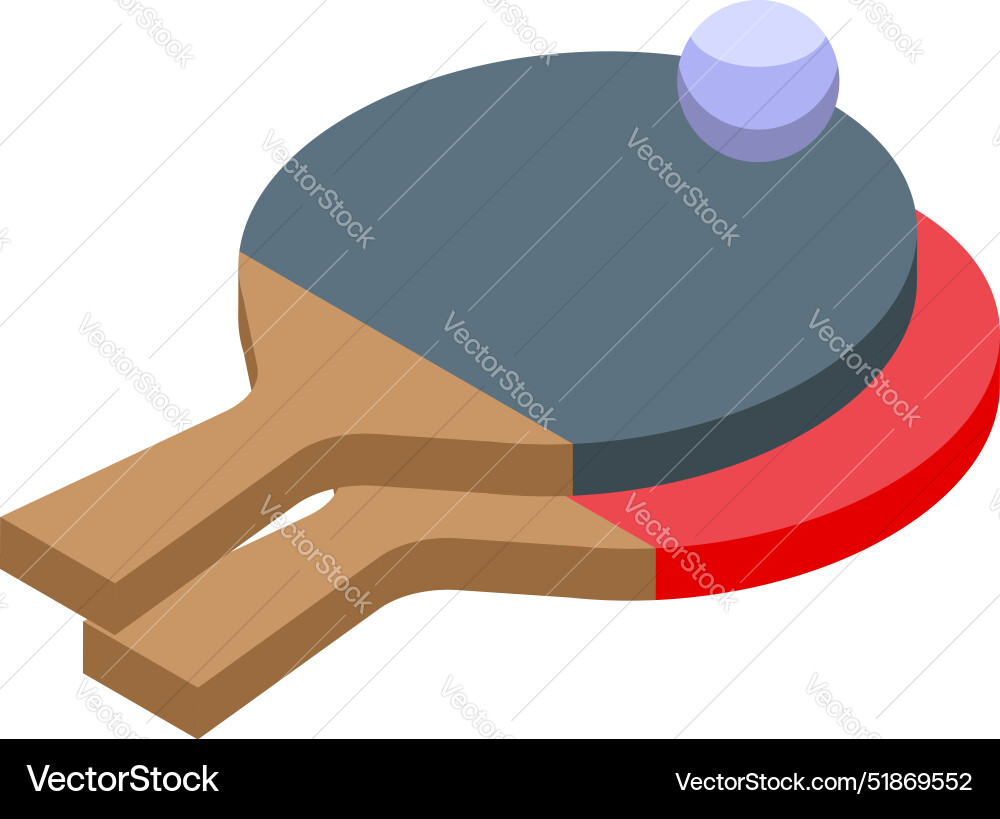 Two ping pong paddles with ball isometric Vector Image