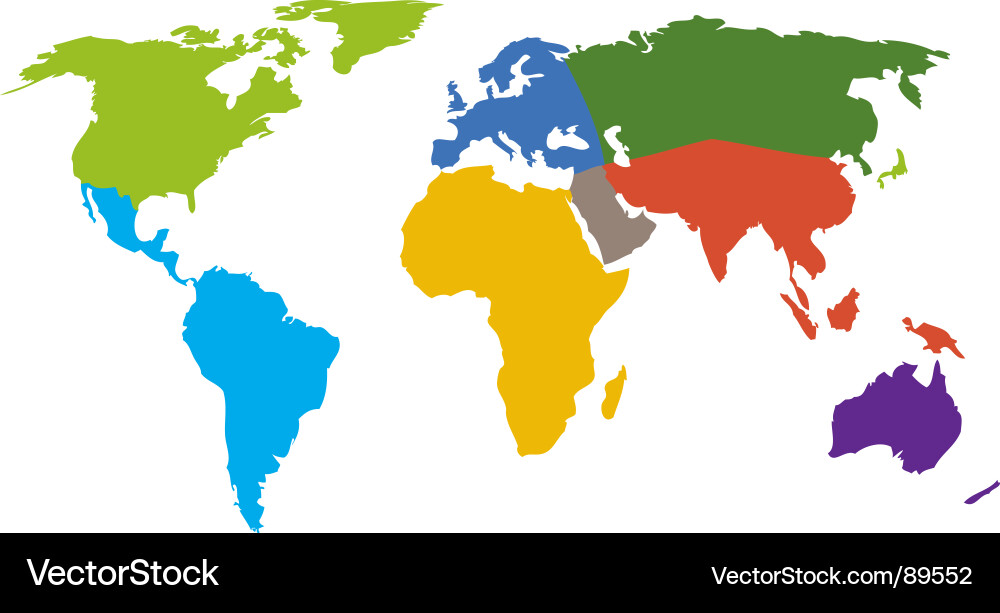 World Map Continents Vector Vector Continent & Region Maps | Free