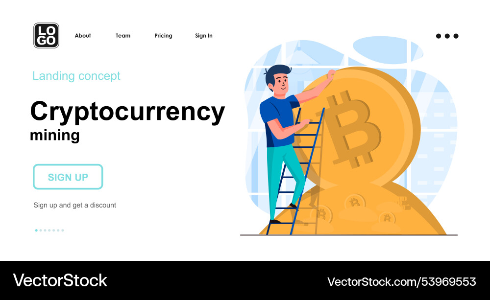 Cryptocurrency mining web concept businessman Vector Image