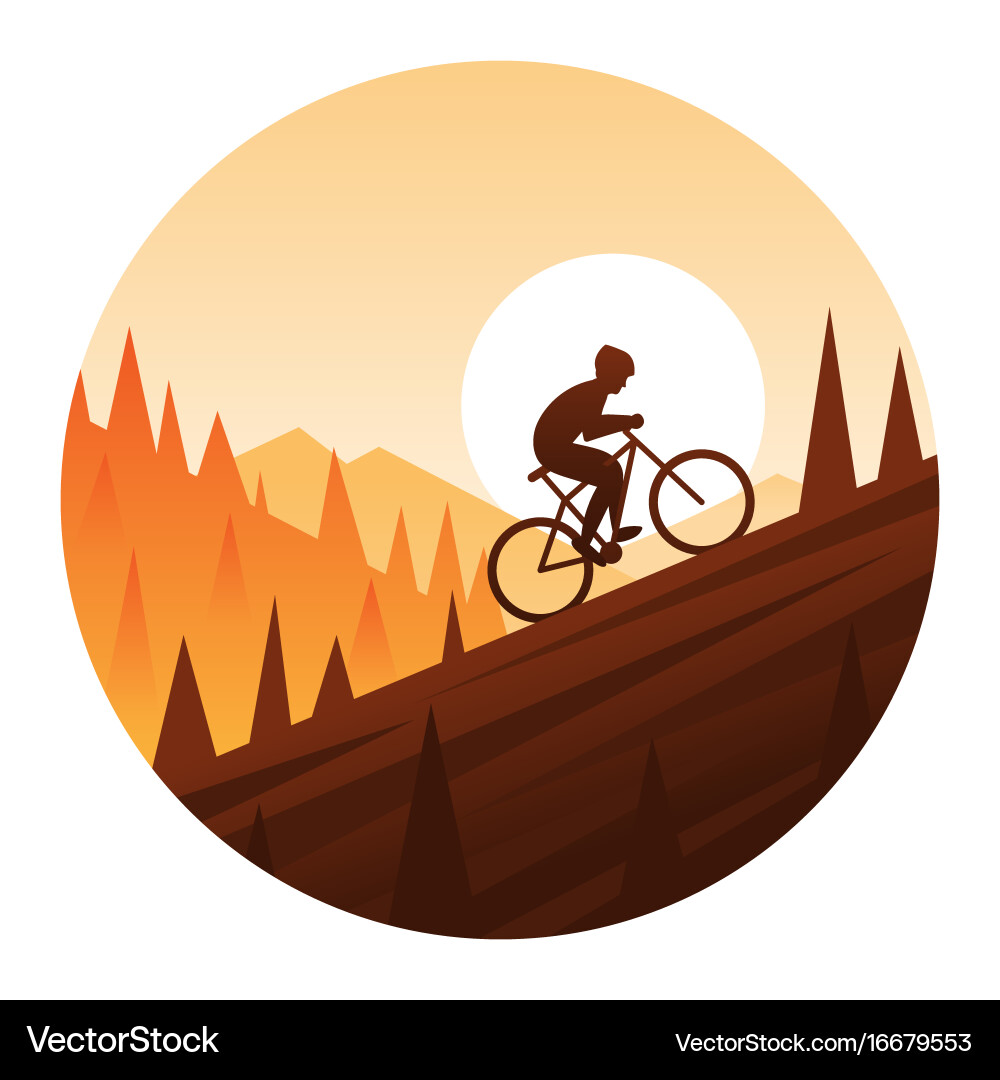 Mountain Bike Ascent Icon Royalty Free Vector Image