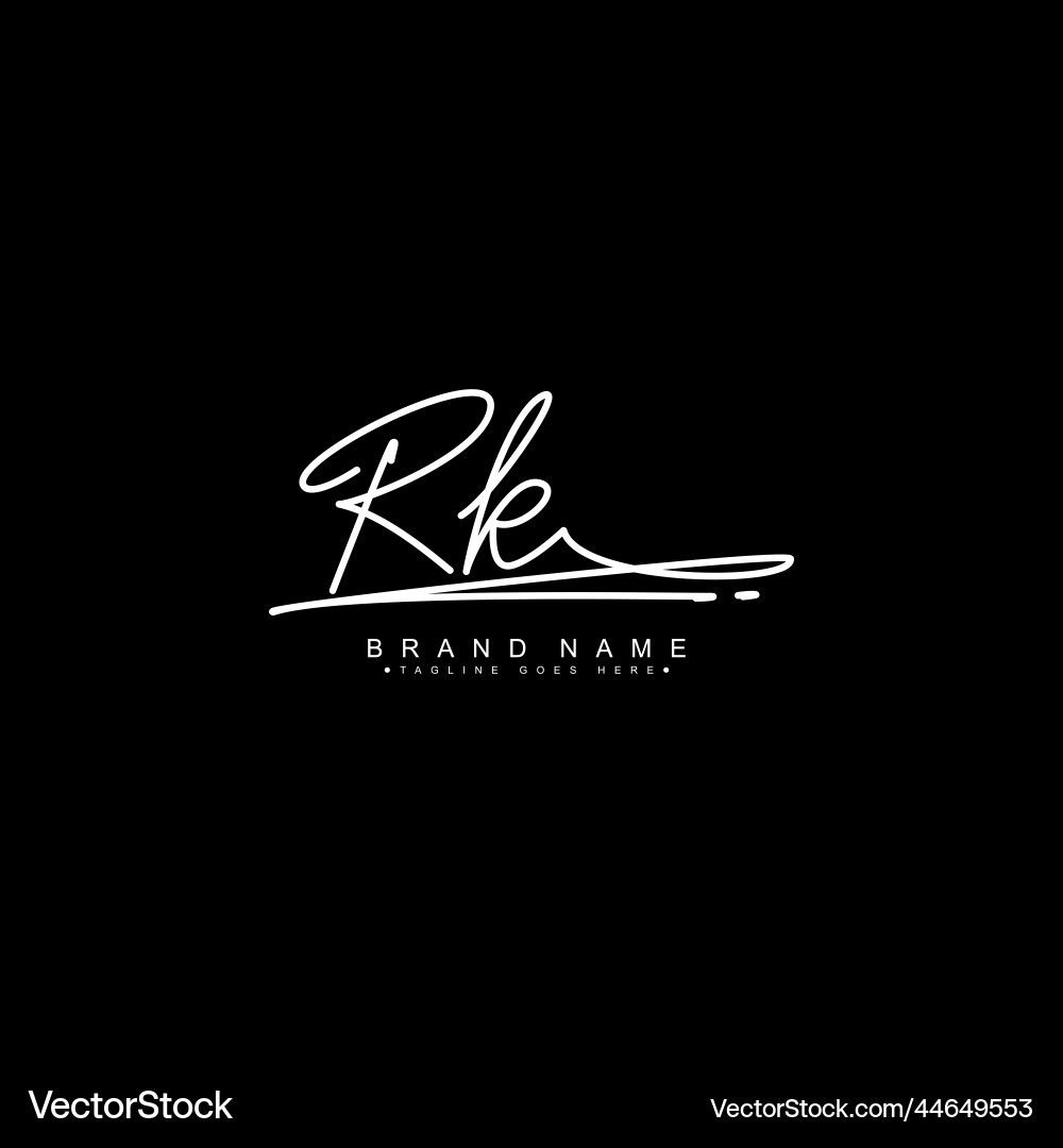 Rk handwritten signature logo - template Vector Image