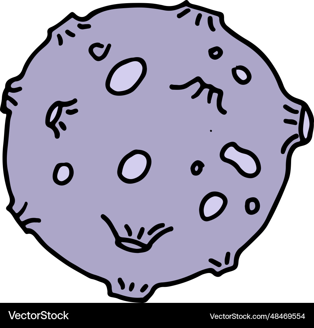Asteroid doodle space rock or planet color icon Vector Image
