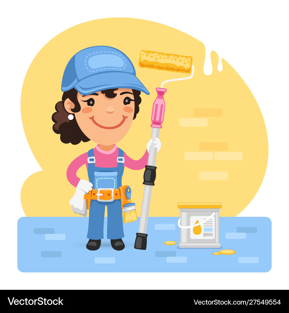 Cartoon painter girl Royalty Free Vector Image