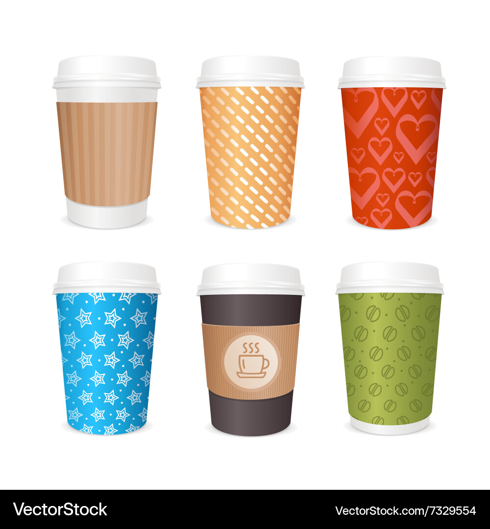 Coffee cups template set Royalty Free Vector Image