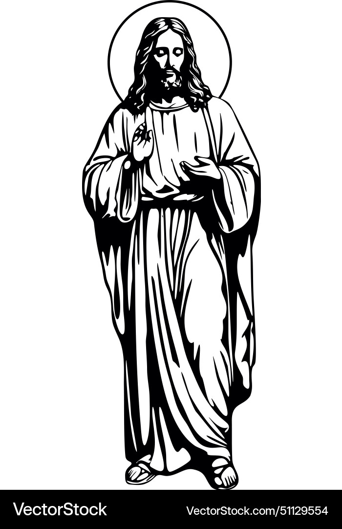 Jesus christ black and white Royalty Free Vector Image