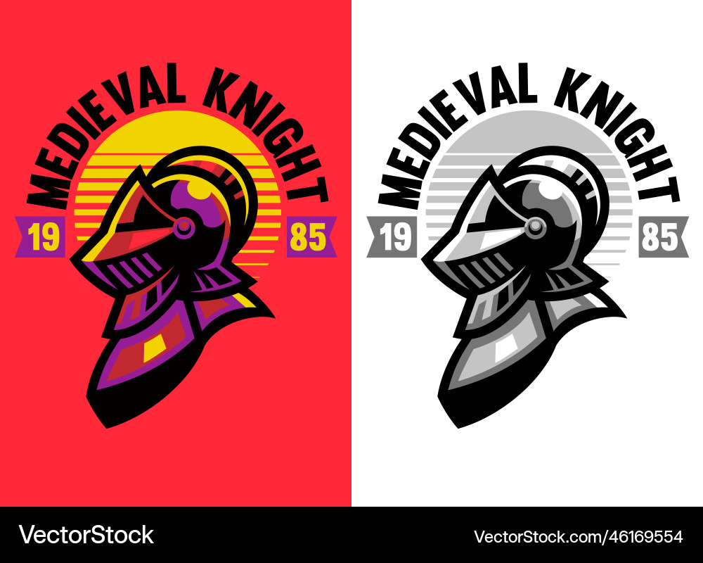 Knight head helmet mascot logo set Royalty Free Vector Image