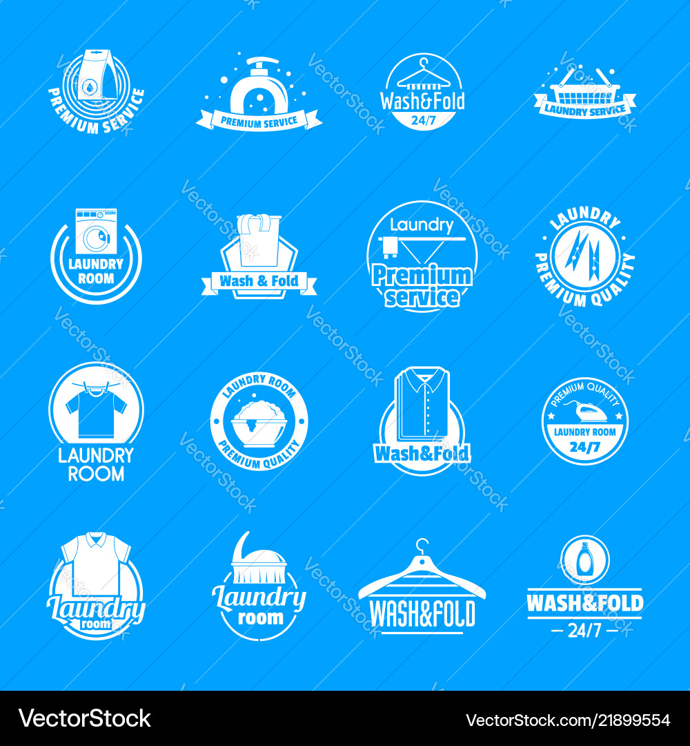 Laundry logo service icons set simple style Vector Image
