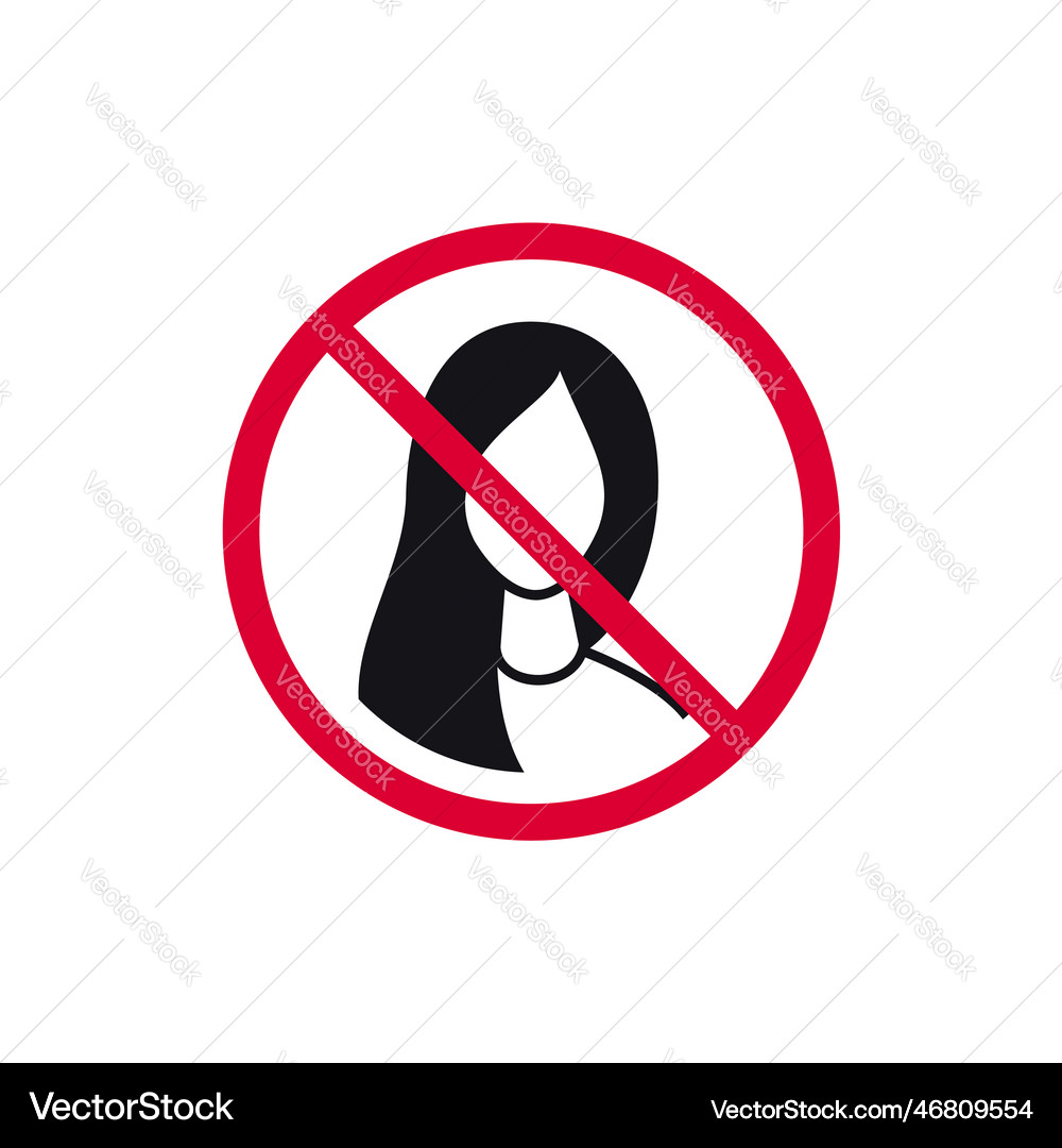 No long hair prohibited sign forbidden modern Vector Image