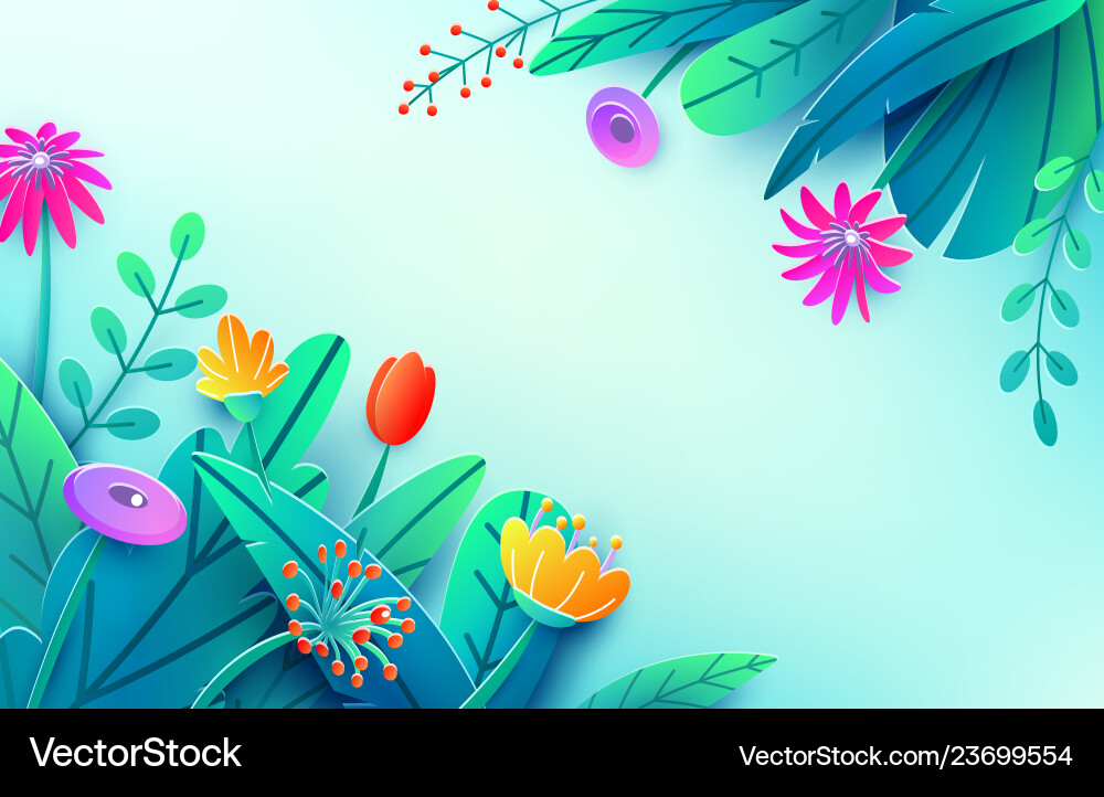 Paper Cut Flower Background Royalty Free Vector Image