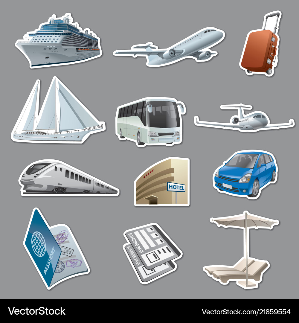 Stickers for traveling and resort Royalty Free Vector Image