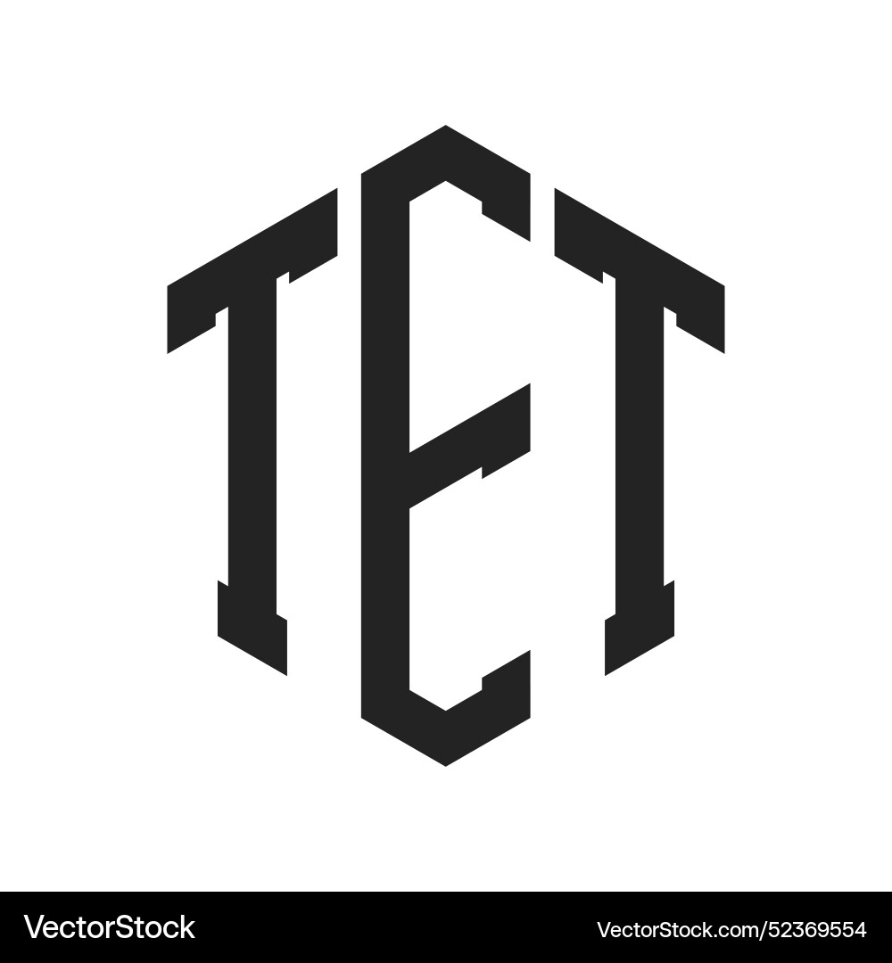 Tet logo design initial letter monogram Royalty Free Vector