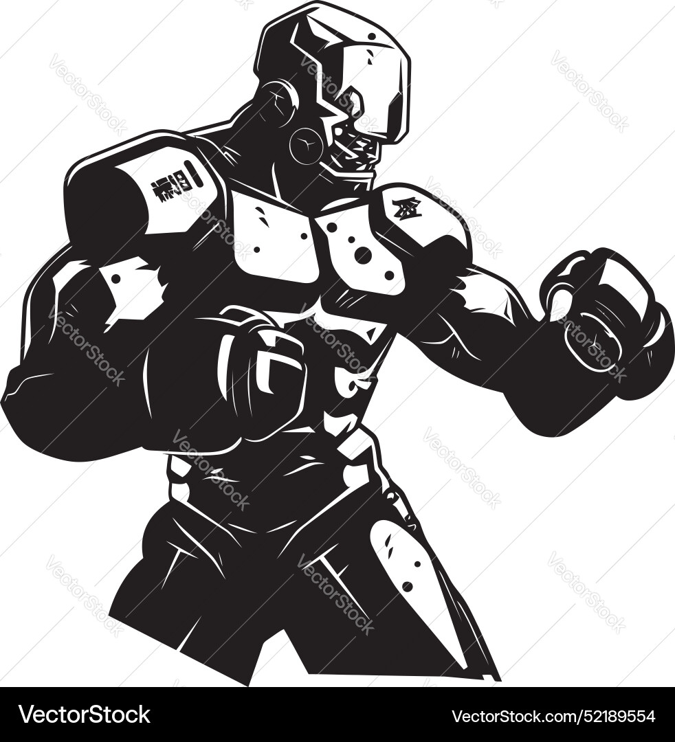 Titanium titan robot boxer black logo design Vector Image