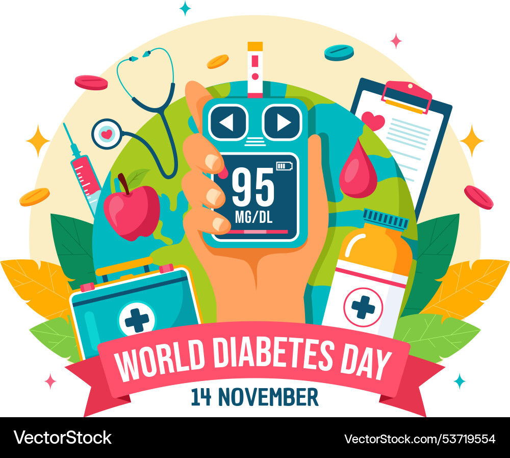 World diabetes day on 14 november with doctors Vector Image