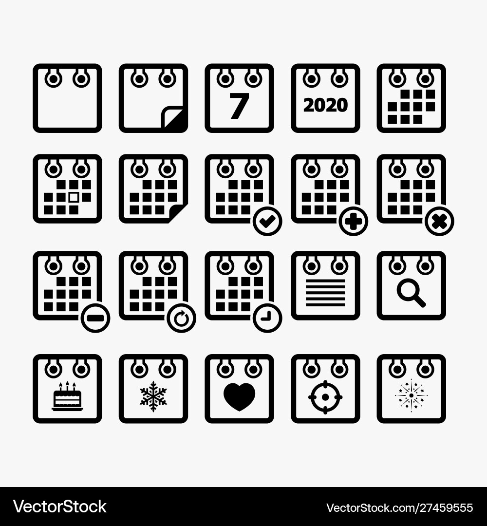 Calendar icon set Royalty Free Vector Image - VectorStock